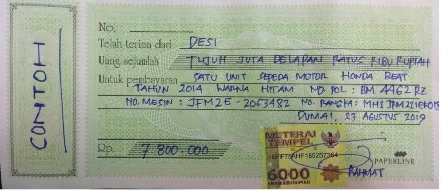 3 Cara Membuat dan Contoh Kwitansi Jual Beli Motor Terbaru